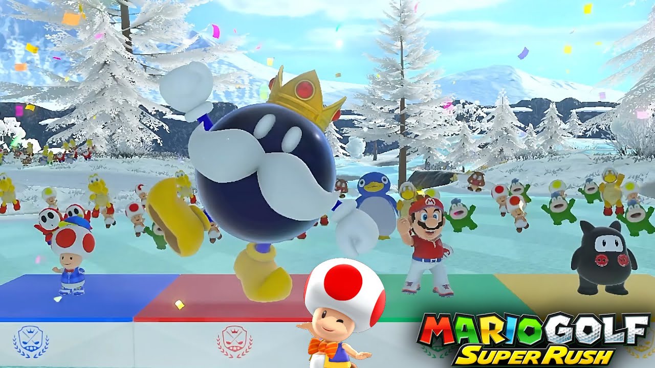 Mario Golf Super Rush Toad vs King Bob omb vs Mario vs Ninji in ...