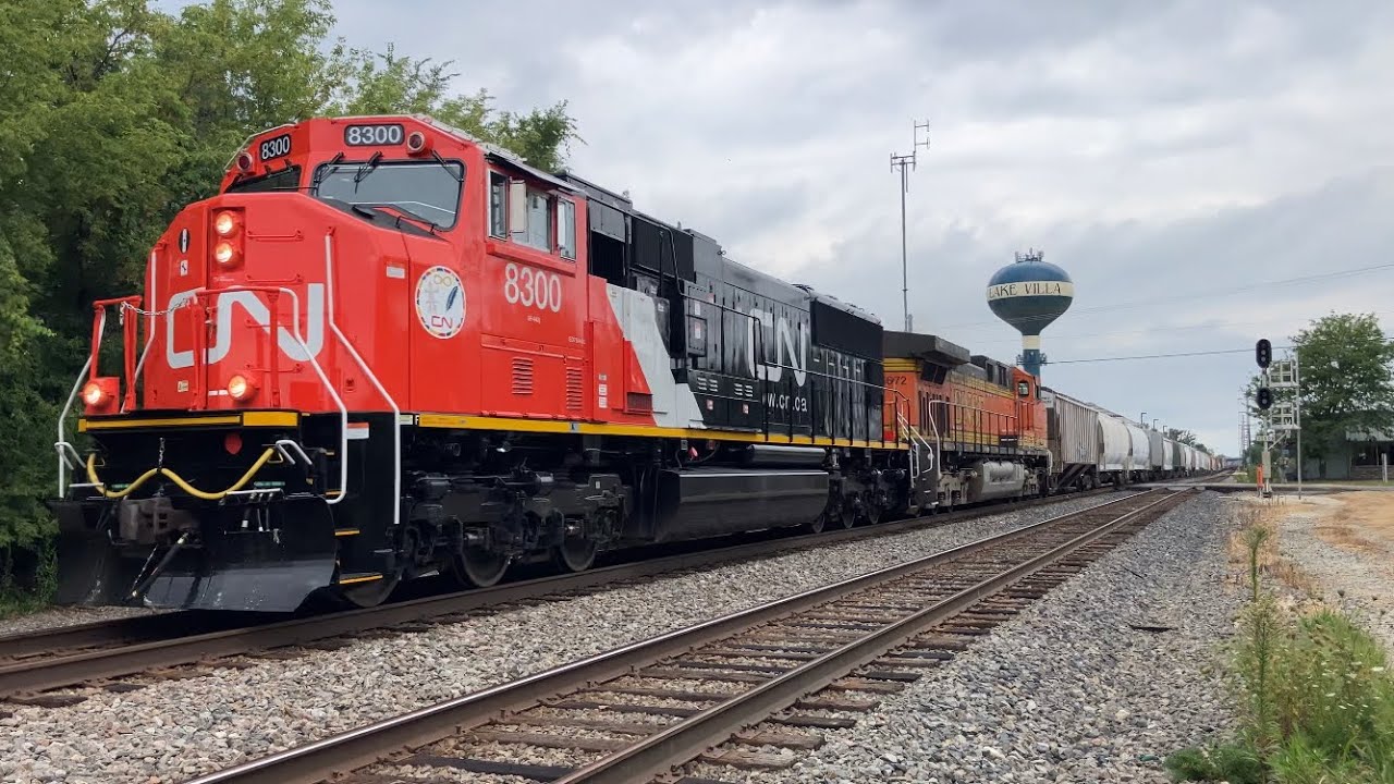 CN 8300, Brand new EMD SD75IAC leads M336 South, Lake Villa IL 8.28.24 ...