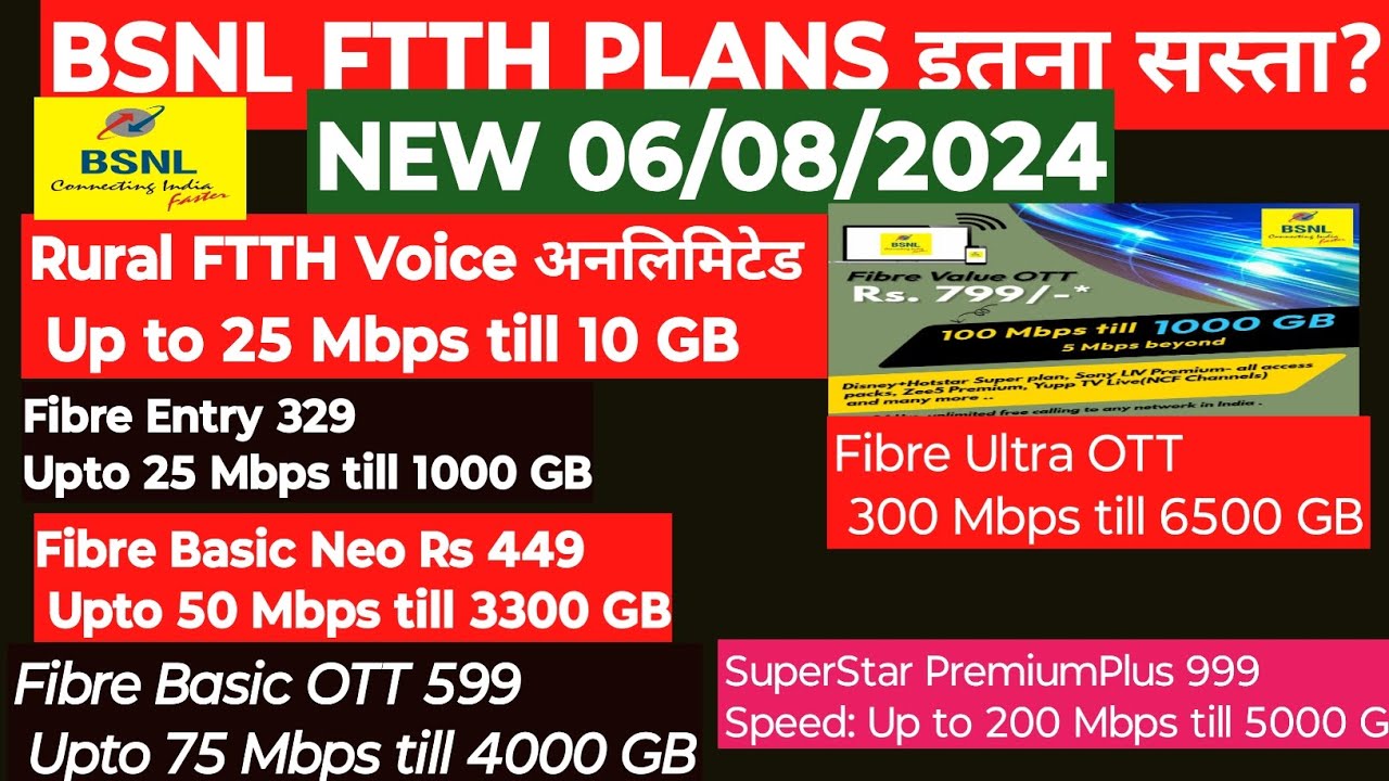 Bsnl Fiber New Plans 2024 | Bsnl Fiber Broadband | BSNL ftth new plans ...