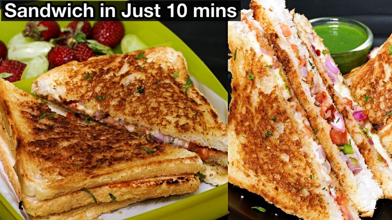 Super Quick 10 minutes Sandwich Recipe - Crispy Onion Tomato Sandwich ...
