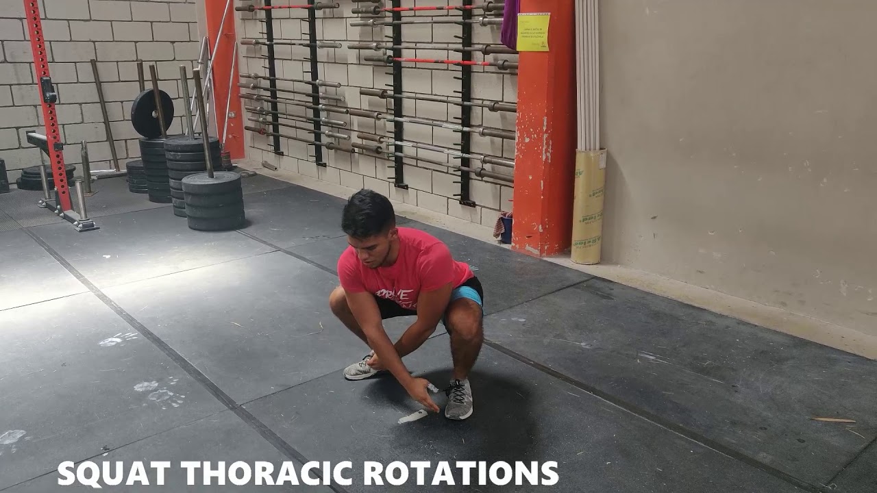 Squat Thoracic Rotation - YouTube