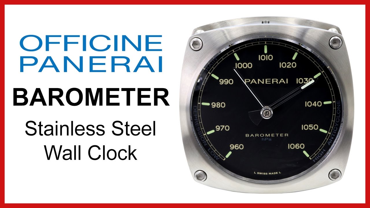 Panerai Barometer, Wall Clock, Black Dial, Stainless Steel UNBOXING ...