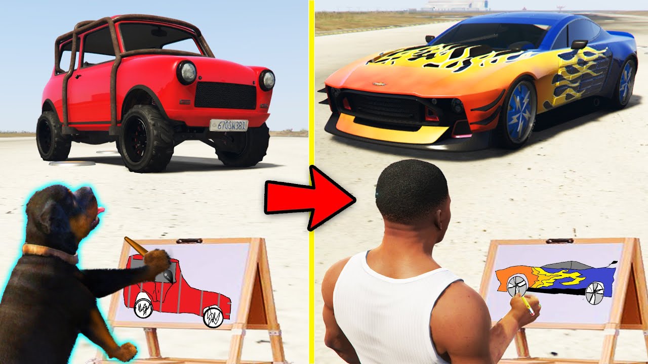 Franklin Vs Chop Magical Painting Challenge To Draw Best Car In Gta V ...