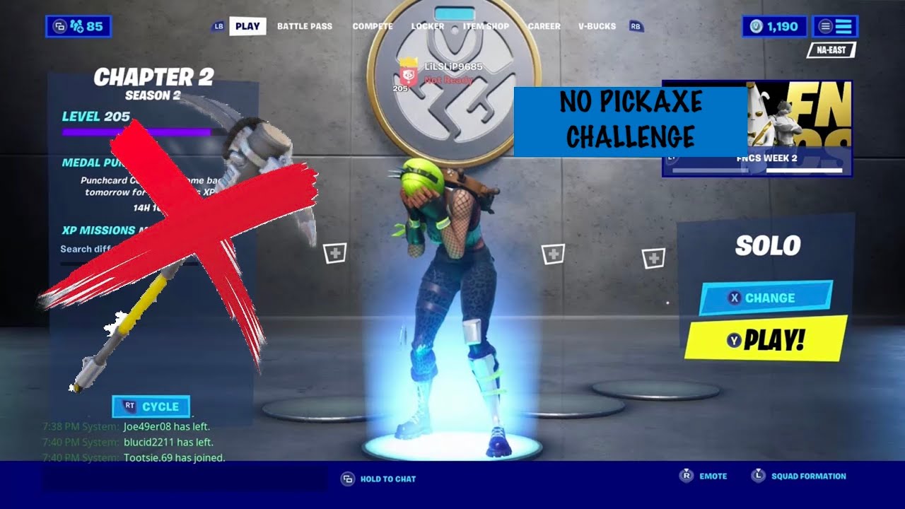 NO PICKAXE CHALLENGE IN FORTNITE - YouTube