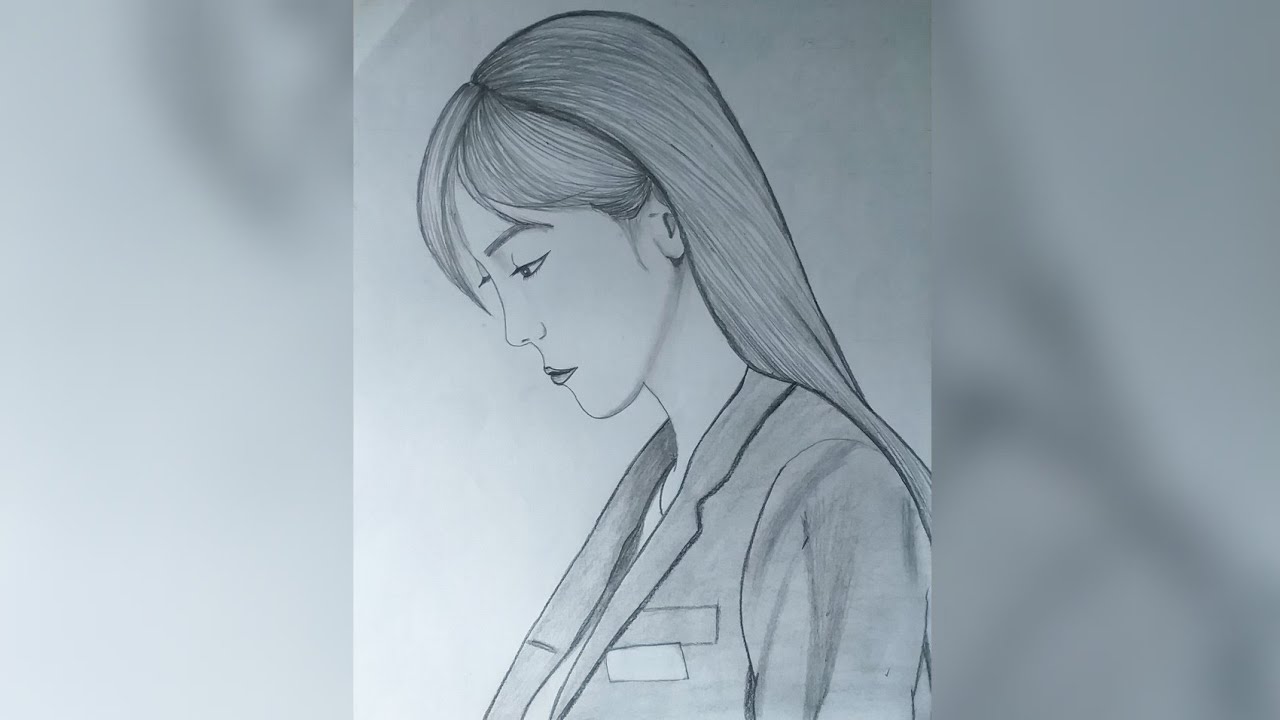 Draw a girl (Side View) || Pencil Drawing || #drawagirl# ...