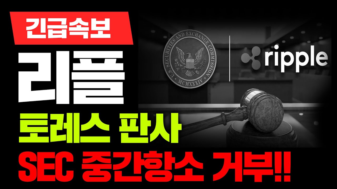 긴급속보 리플 토레스 판사 Sec 중간항소 거부 리플 리플전망 리플코인 리플코인전망 리플소송 리플가격 토레스판사 Youtube