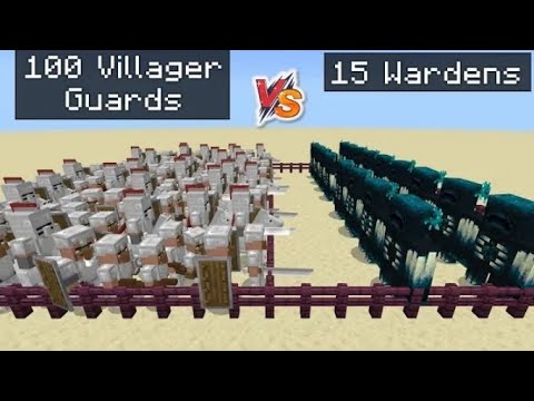 100 GUARD VILLAGERS vs 15 WARDENS - Minecraft Guard Villagers vs Warden ...