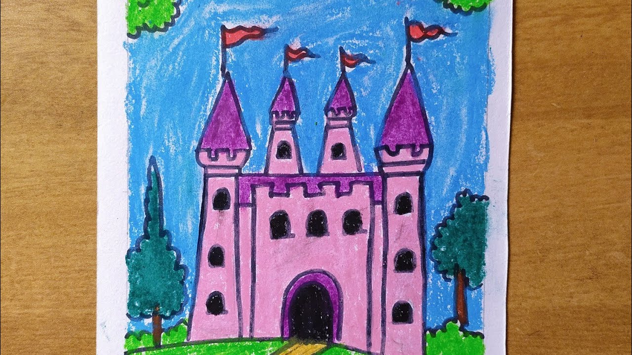 How To Draw and Color a Castle For Beginners| Step by step Castle ...