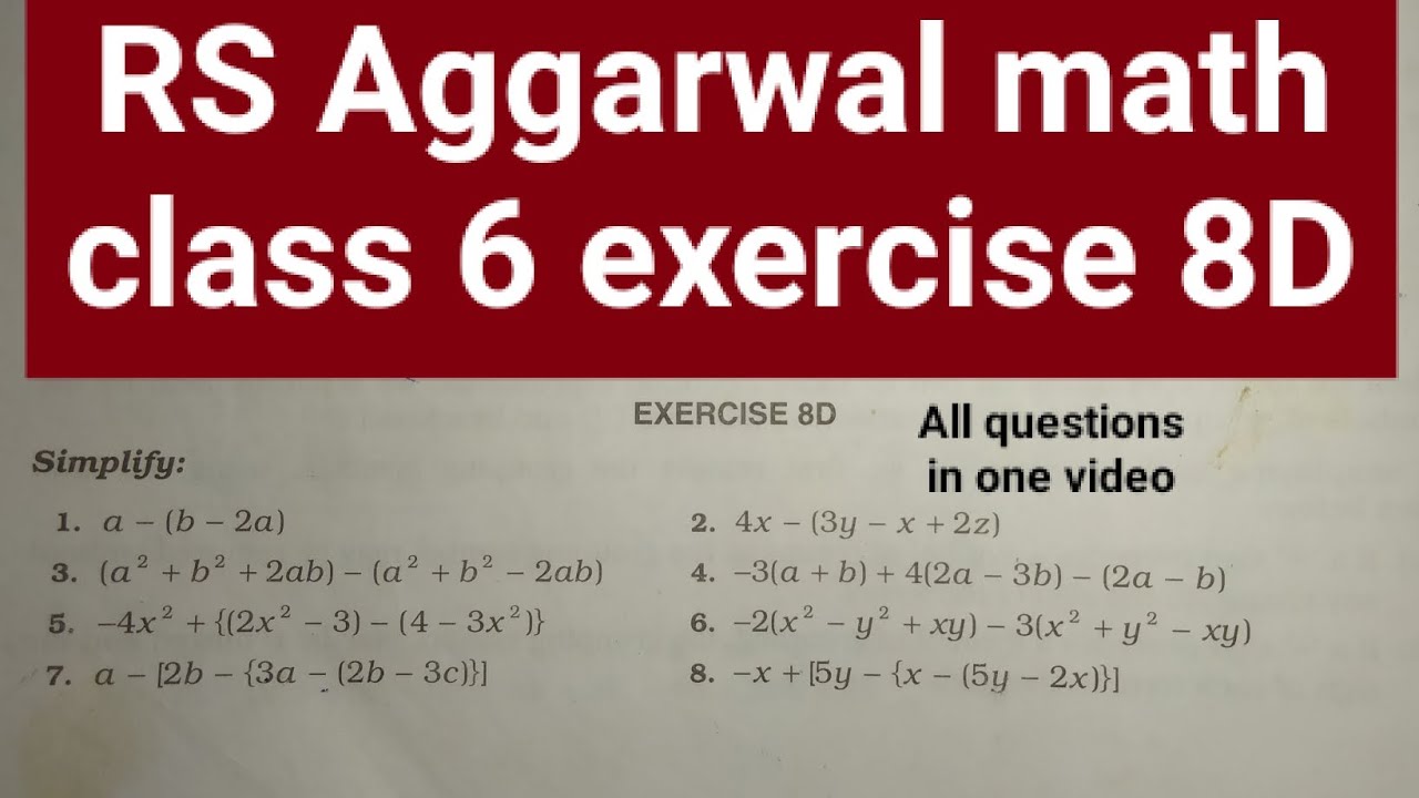 RS Aggarwal math class 6 exercise 8D ।। Class 6 exercise 8D RS Aggarwal ...