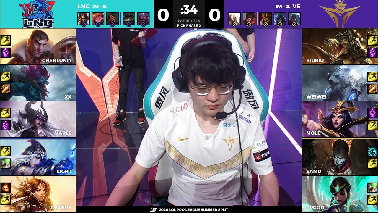 LNG vs V5 | W6D3 - Match 1 Game 1 | LPL Summer Split 2020 – S10 | LNG Esports vs Victory Five ...
