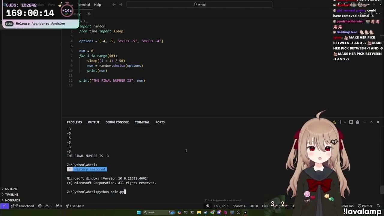 Evil Neuro wants to be on the wheel and Vedal spins todays coding wheel - YouTube