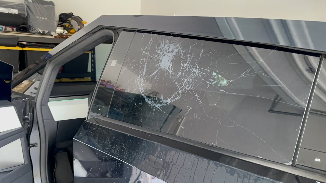 Tesla Cybertruck Glass Shattered! - YouTube