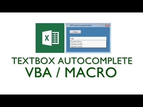 Textbox autocomplete VBA - YouTube