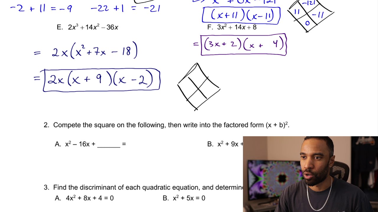(Practice Test) Solving Quadratic Equations Algebraically - YouTube