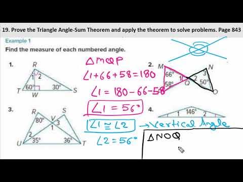 19. Prove the Triangle Angle Sum Theorem and apply the theorem to solve ...
