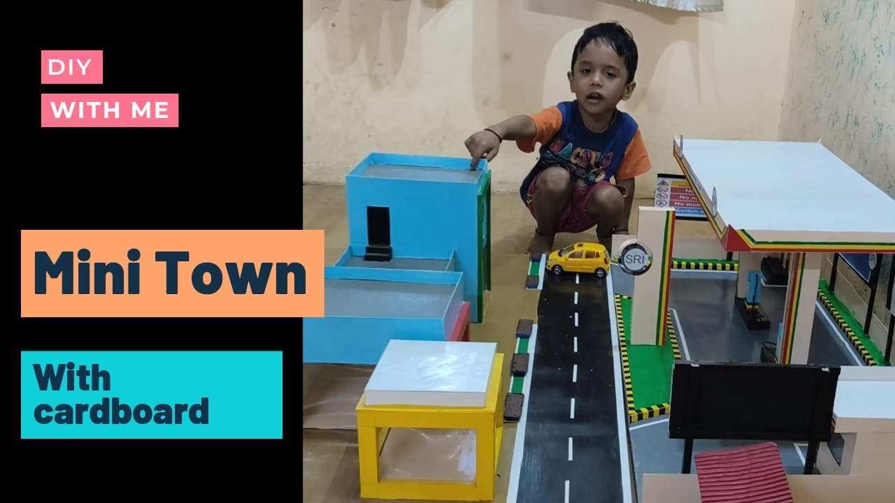 How to make miniature Town model with card board | school project ...