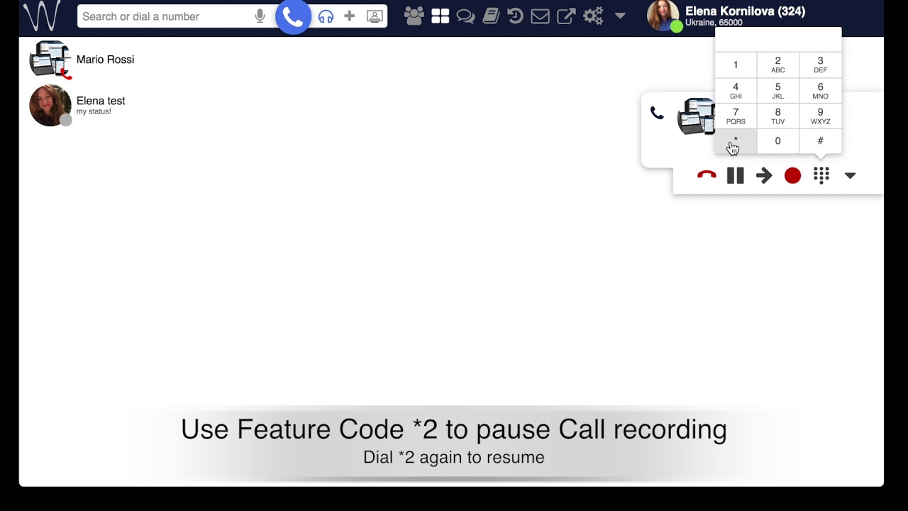 Pause Call recording with Feature Code *2 - Wildix WMS 4 release - YouTube