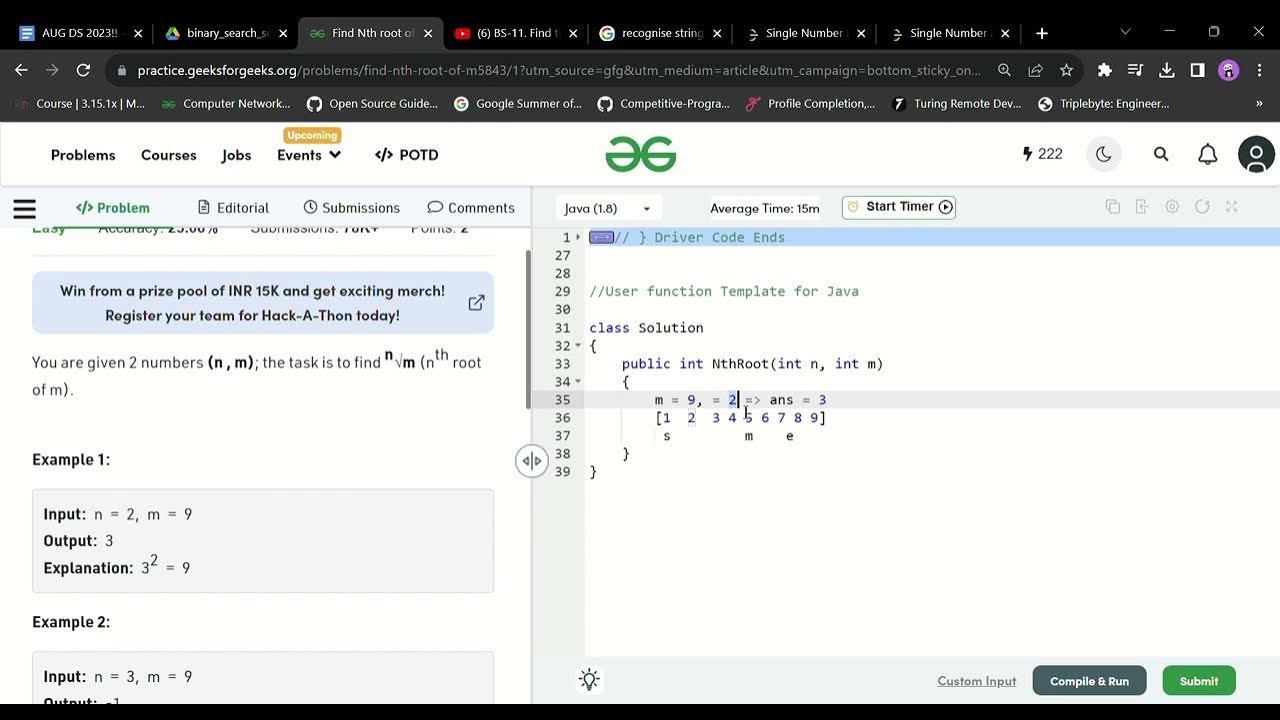 find-nth-root-of-m-optimal-solution-geeksforgeeksvideos-youtube