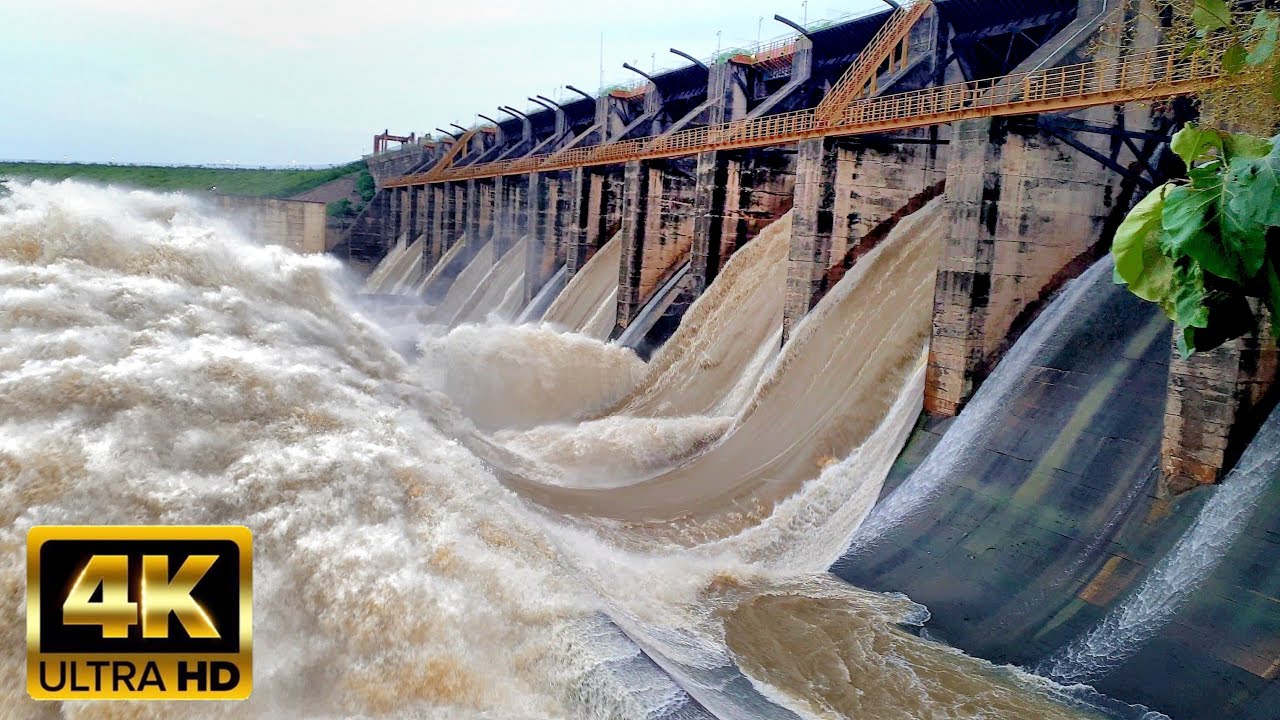 4K UHD | Hydroelectric Power Plant Infrastructure | Heavy Rain - YouTube