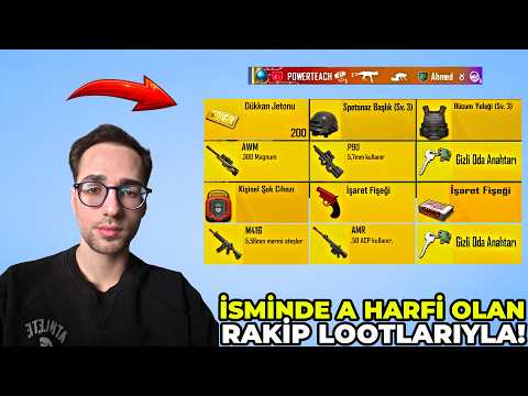 İSMİNDE A HARFİ OLAN RAKİPLERİN LOOTLARIYLA WIN ALMAK! (AWM + P90) PUBG MOBILE