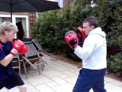 pad work mitts work boxing training coaching - YouTube