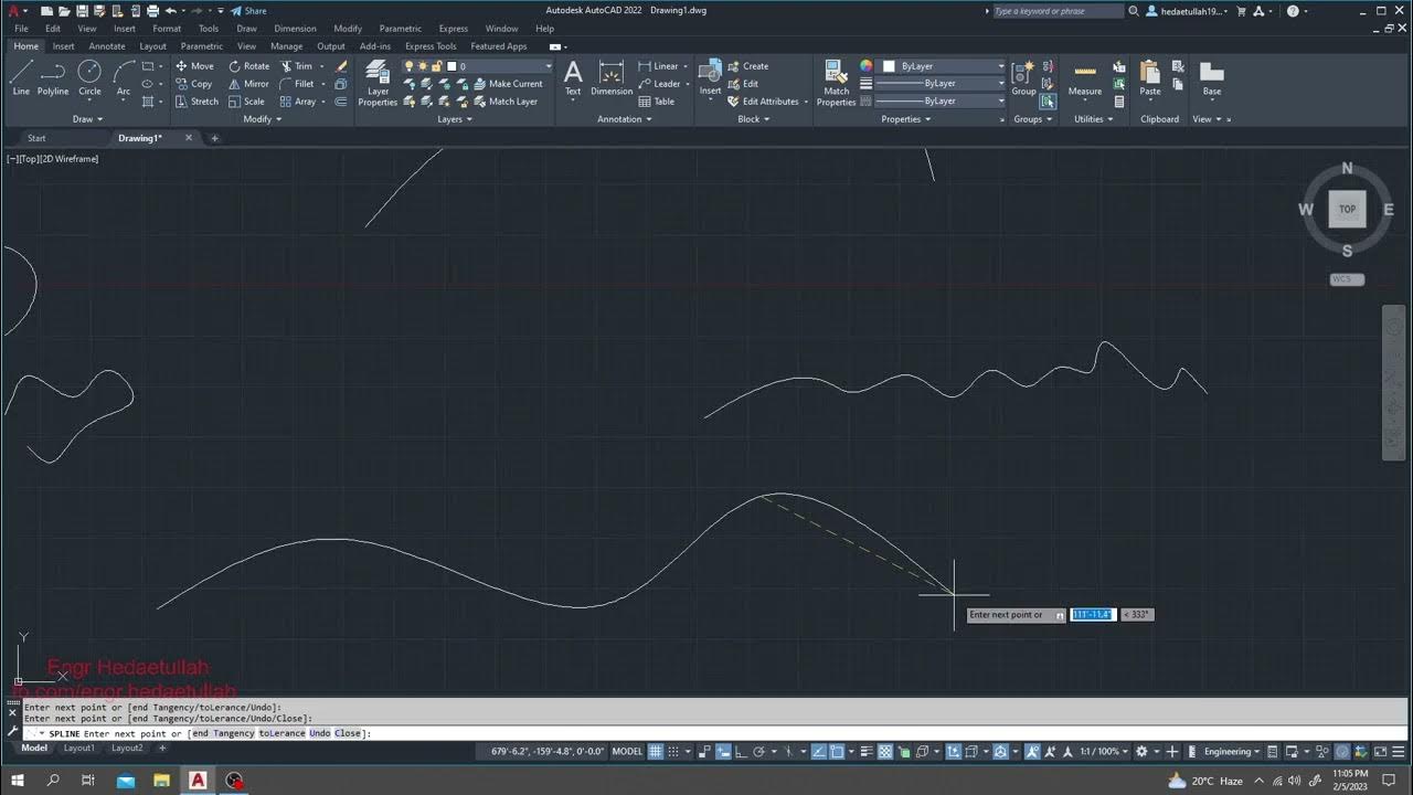3.5 Autocad 2025 tutorial for beginners (Step by Step) - Draw line using SPLine Command - YouTube