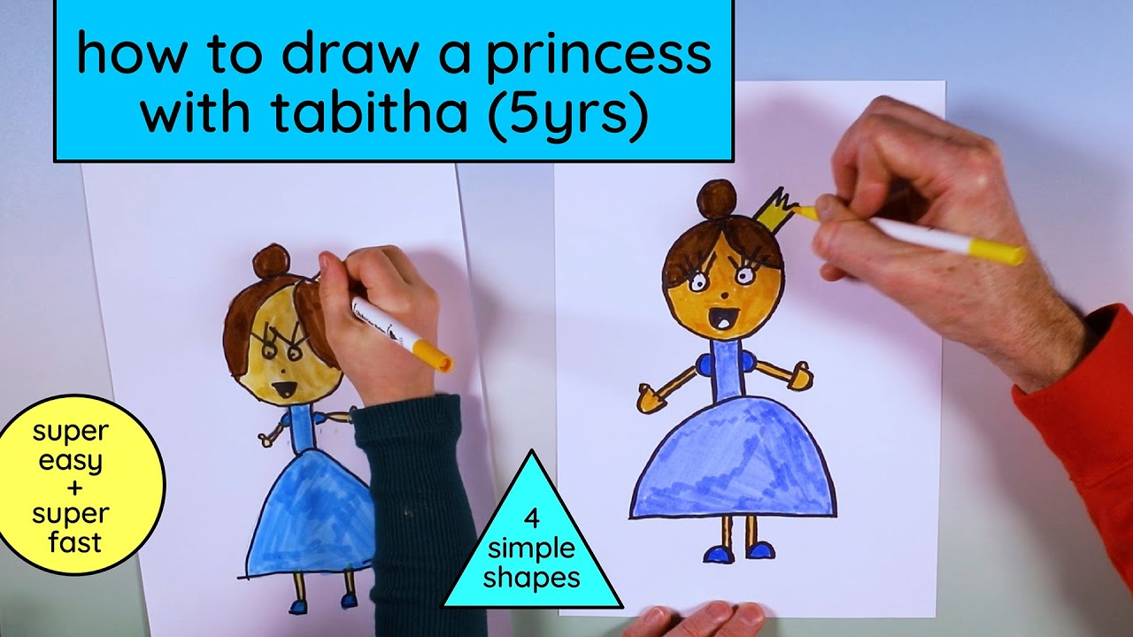 How To Draw a Princess with Tabitha (5yrs) - Super easy & super fast ...