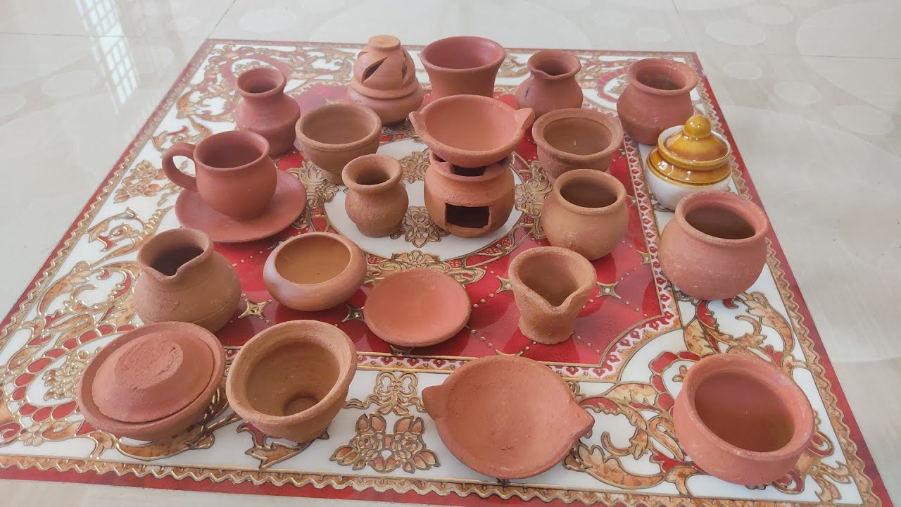 Unboxing Miniature Clay Kitchen set |clay kitchen set unboxing items ...