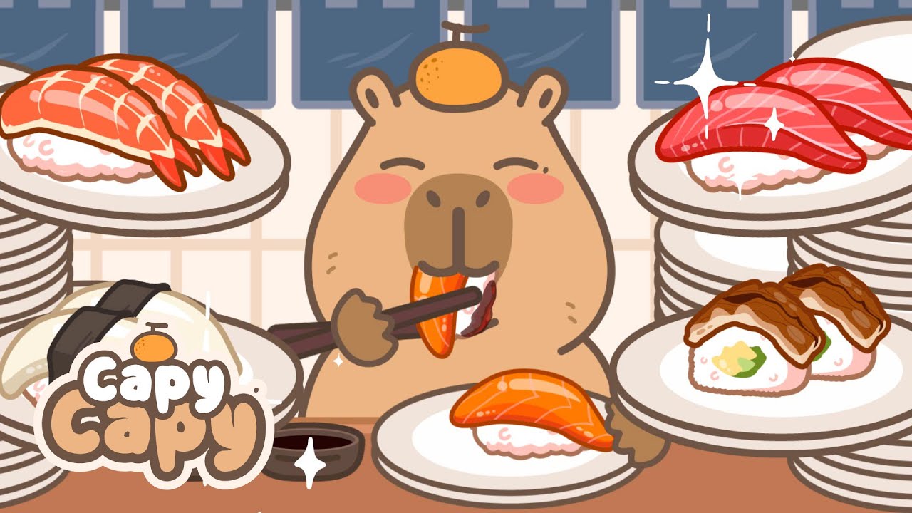 Capy Capy / Capybara cartoon / Sushi, miso soup / ASMR mukbang - YouTube