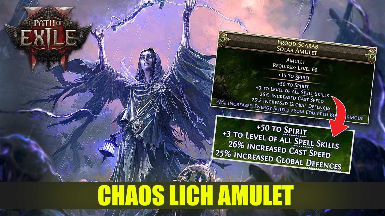 How To Craft HIGH Spirit Amulet For Chaos Lich Build in Path of Exile 2 ...