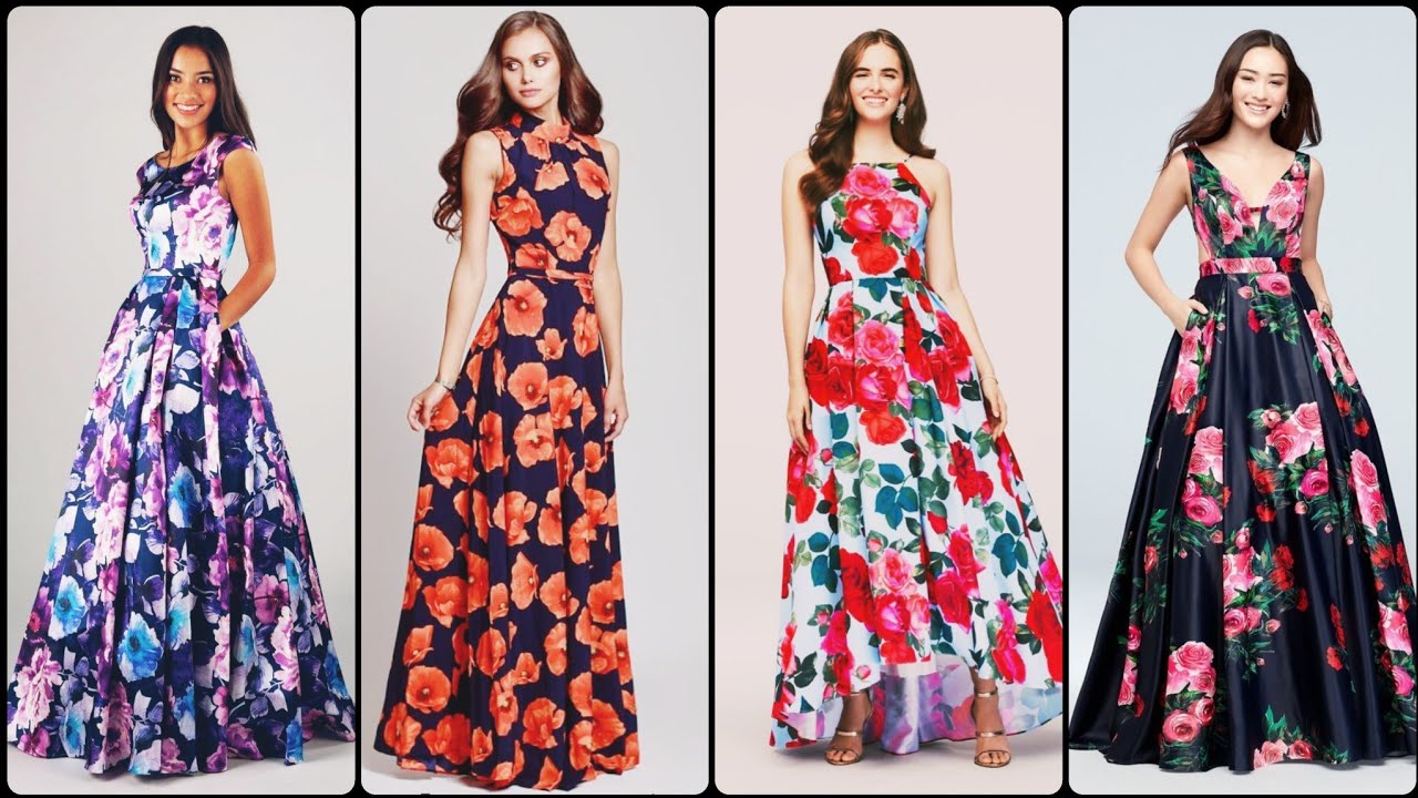 Exclusive And Impressive High Class Designer Floral Print Evening Gown ...