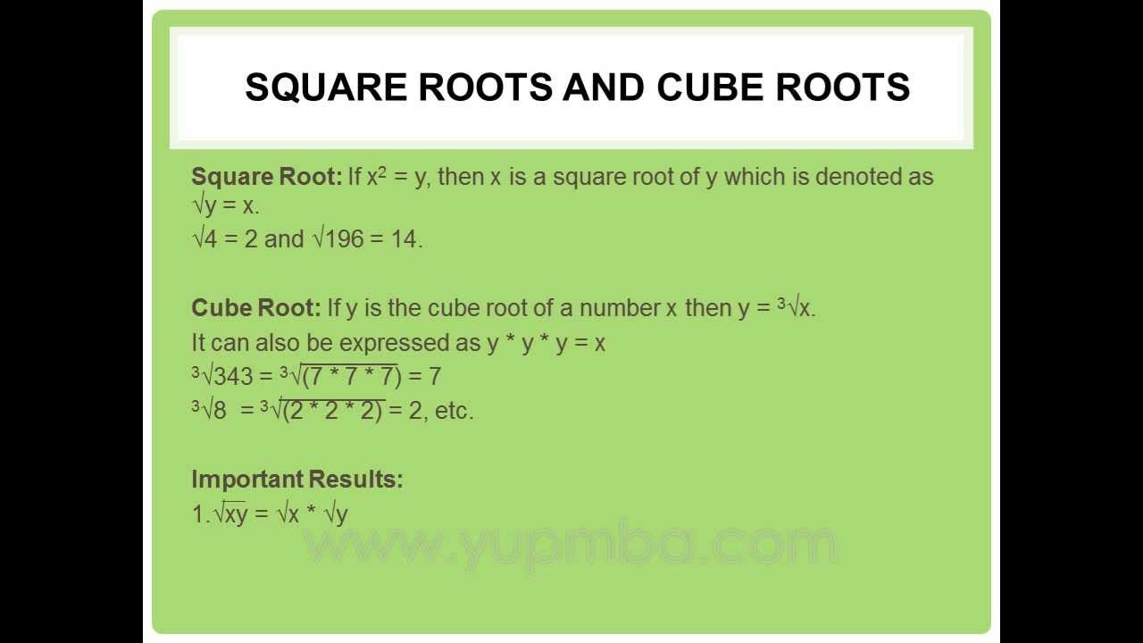 Square Roots And Cube Roots Facts And Formulae Yupmba YouTube Square Roots And Cube Roots Facts And Formulae Yupmba YouTube