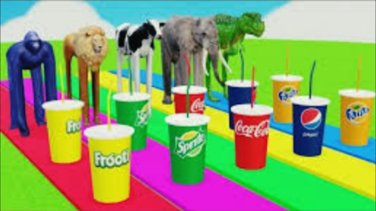 Learn Colors With Milk Bottles For Kids Elephant, Gorilla, Co - YouTube
