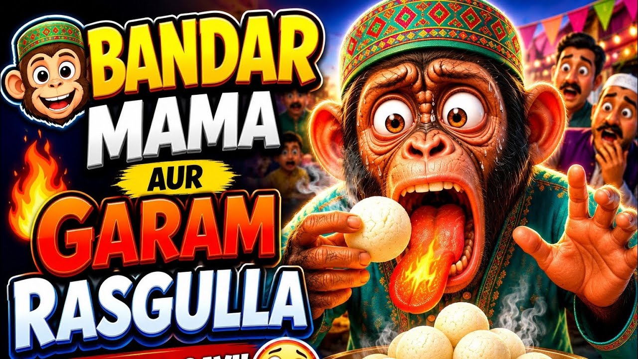 🐵 Bandar Mama Aur Garam Rasgulla | Urdu Moral Story for Kids | Sabr Ka ...
