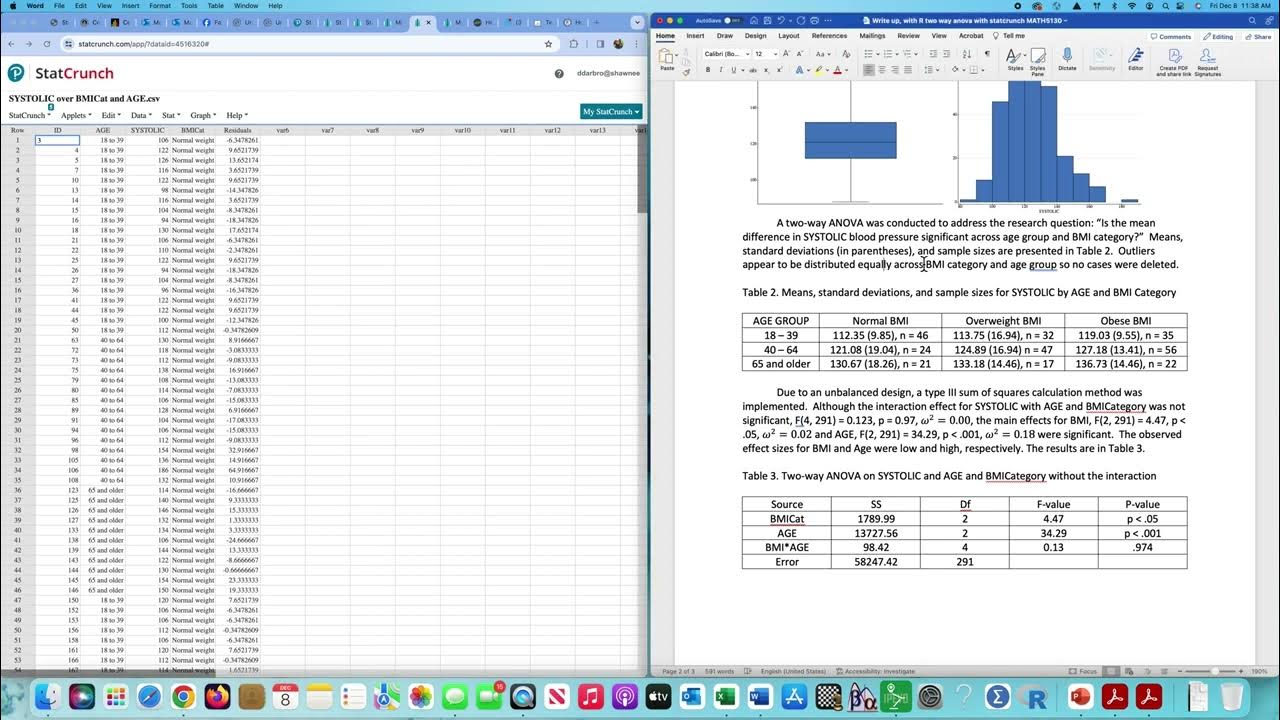 Two Way ANOVA, presenting the results with StatCrunch, MATH5130 - YouTube