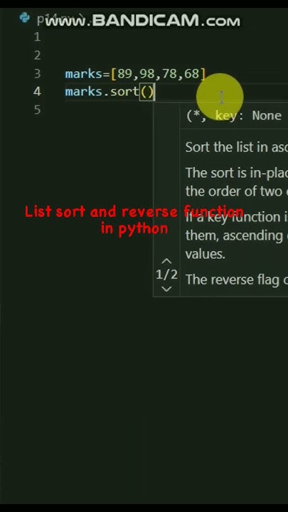 list sort and reverse function #short#shortvideo#python#c#trending#viral#coding - YouTube