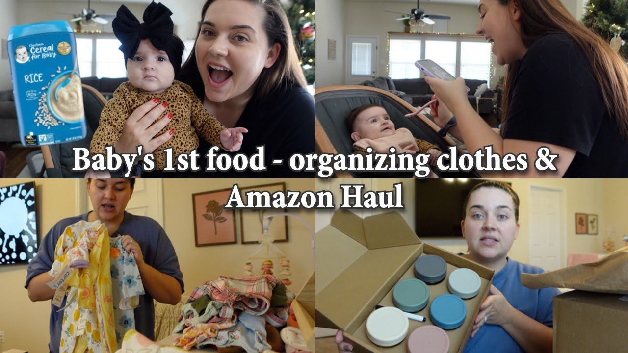 FEEDING MY 4 MONTH OLD FOR THE FIRST TIME + ORGANIZING BABY CLOTHES ...