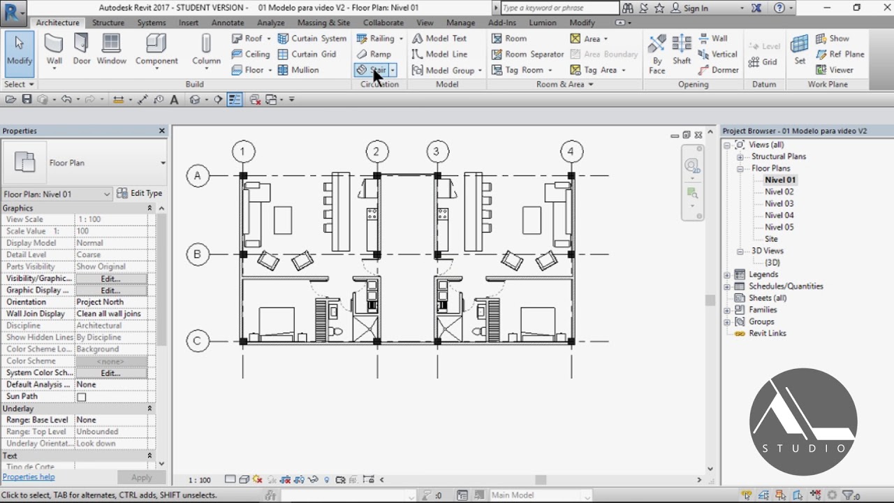 Revit | Time Laps UN MINUTO | 8 Departamentos - YouTube