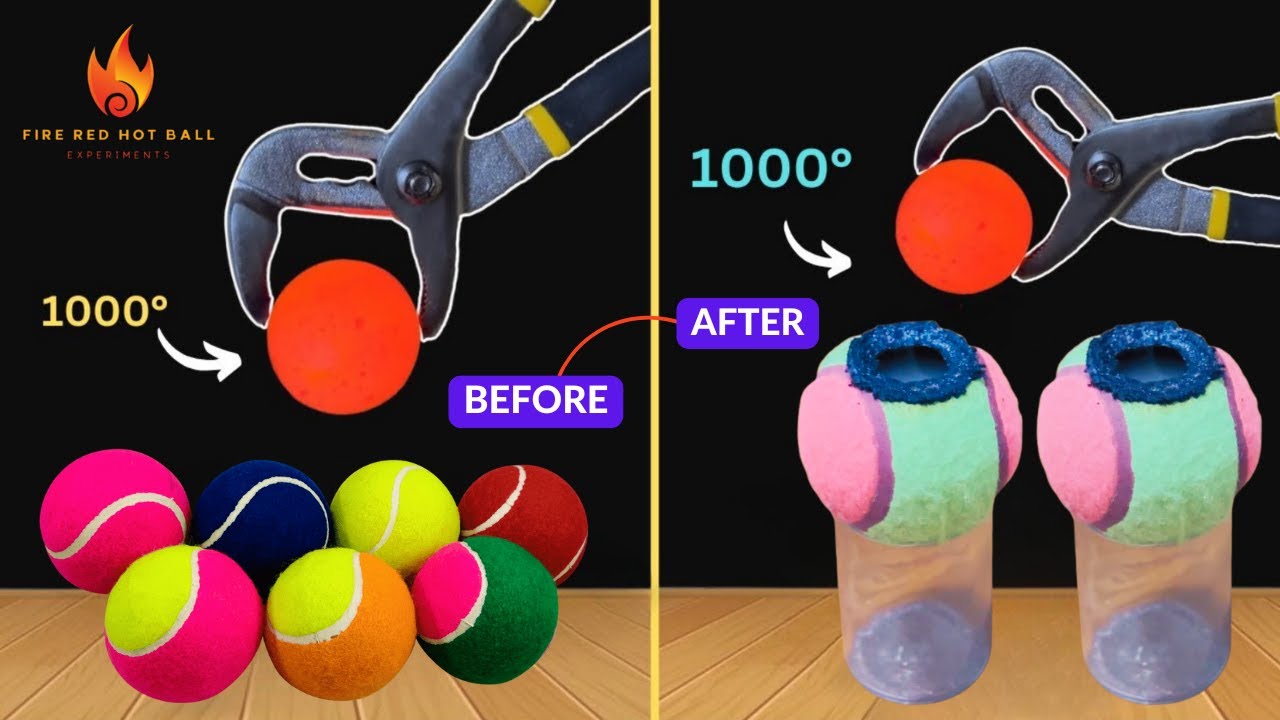 Experiment 1000°C Glowing Metal Ball vs Tennis Ball | Cool Science ...