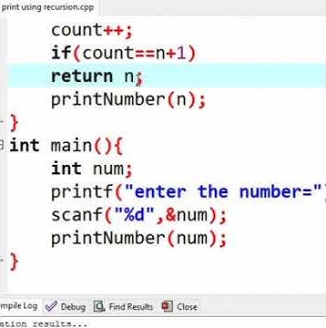 C program to print n number without using loop // using recursion#shorts - YouTube