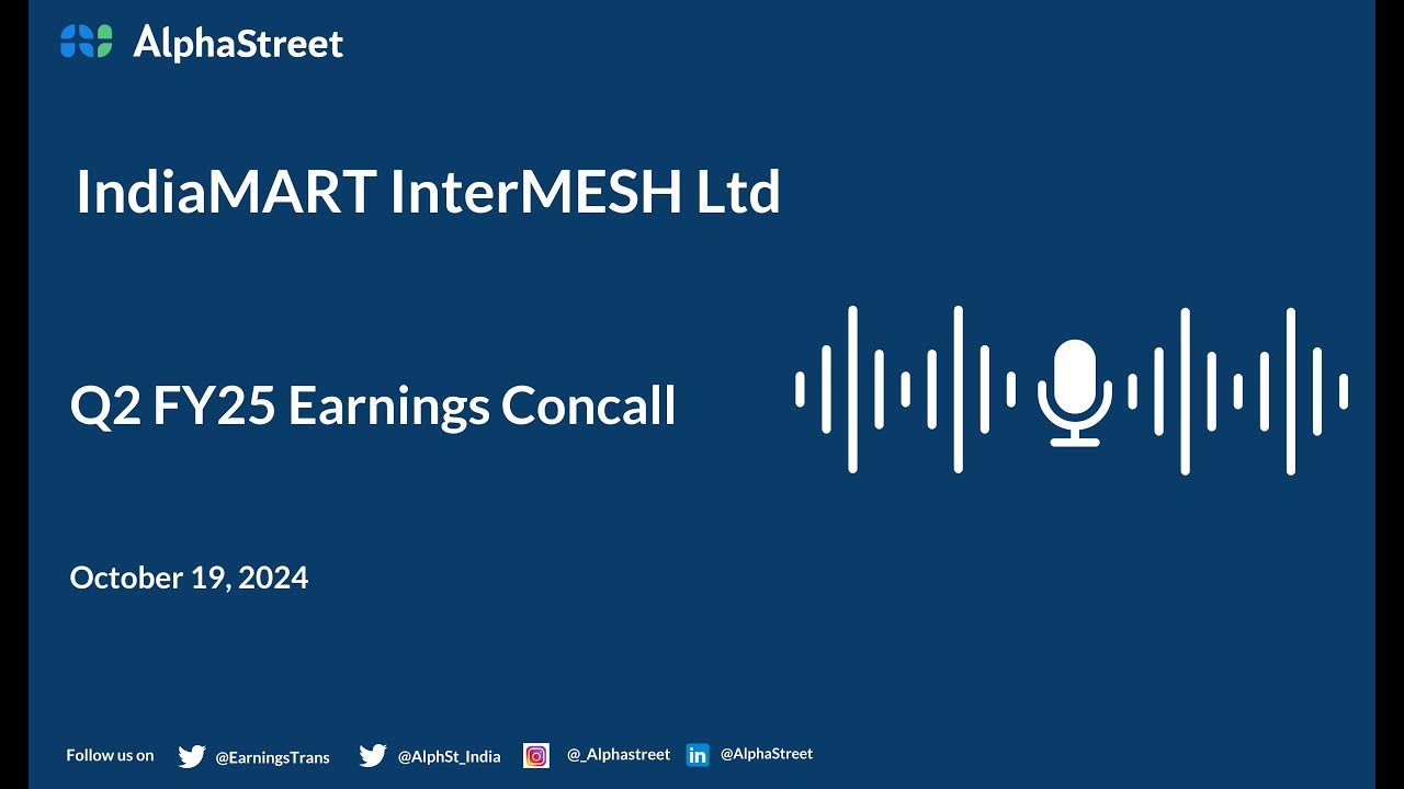 IndiaMART InterMESH Ltd Q2 FY2024-25 Earnings Conference Call - YouTube
