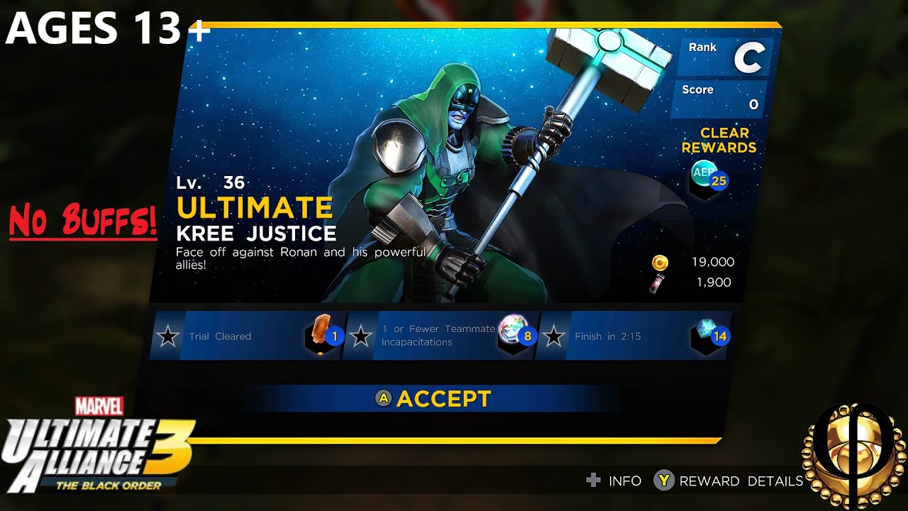 Lv. 36 Ultimate Kree Justice (No Buffs) - Ultimate Alliance 3 - YouTube