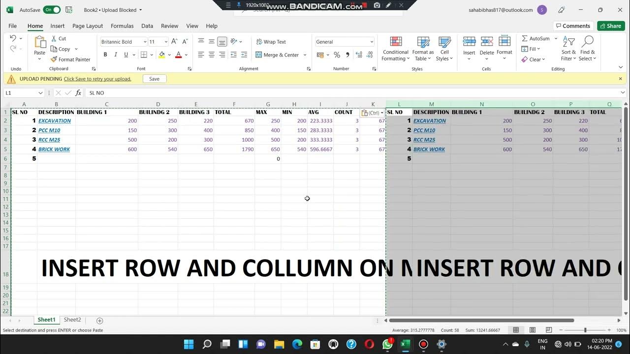 LEARN INSERT ROW AND COLLUMN ON MS EXCEL - YouTube