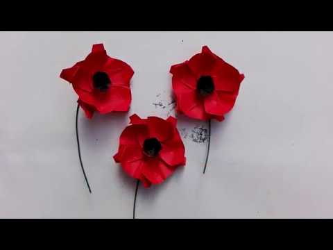 ORIGAMI TUTORIAL POPPY FLOWER - YouTube