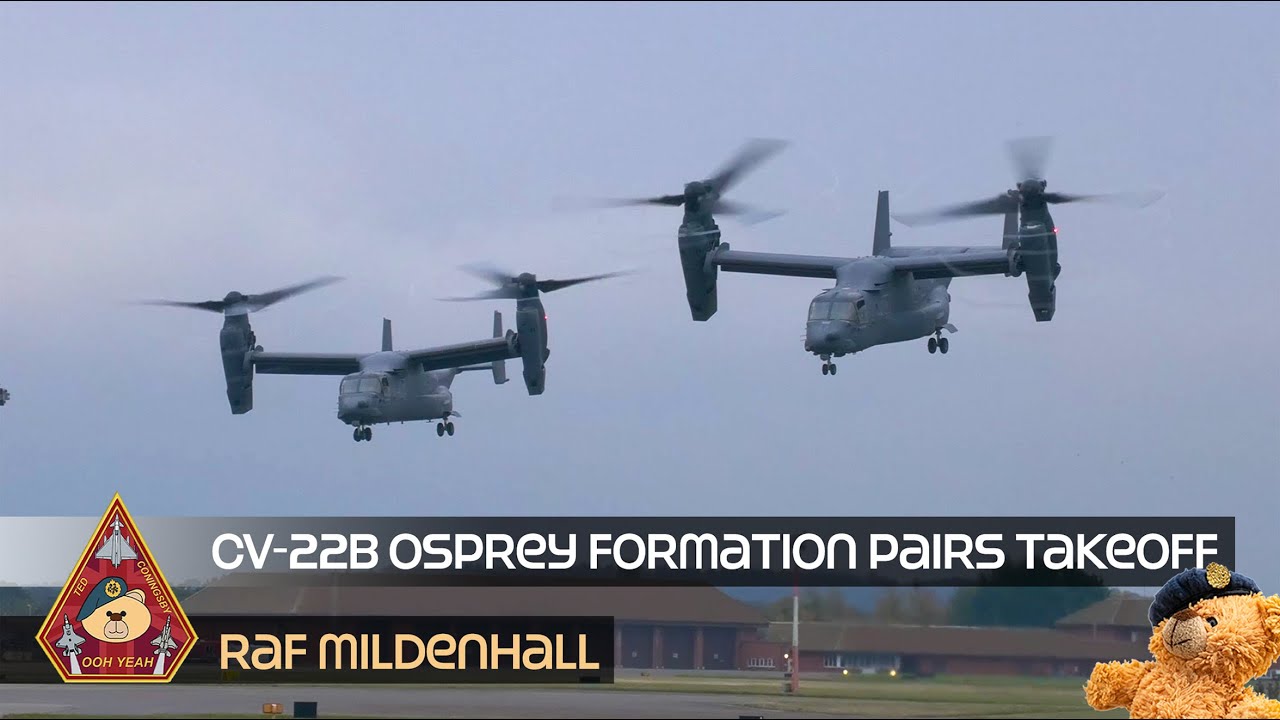 CV-22B OSPREY FORMATION PAIRS TAKEOFF AWESOME SOUNDS ON DEPARTURE ...
