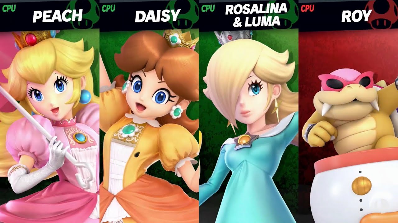 Super Smash Bros. Ultimate - Mario Princesses vs Roy Koopa - YouTube