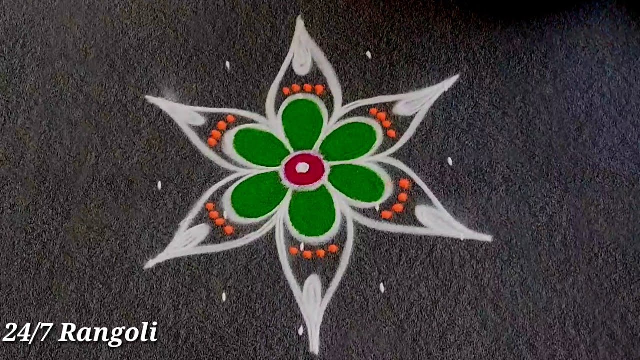 5x3 Dots Flower Muggulu Rangoli 🍀 24/7 Rangoli 🌺 Very Easy Daily Kolam ...