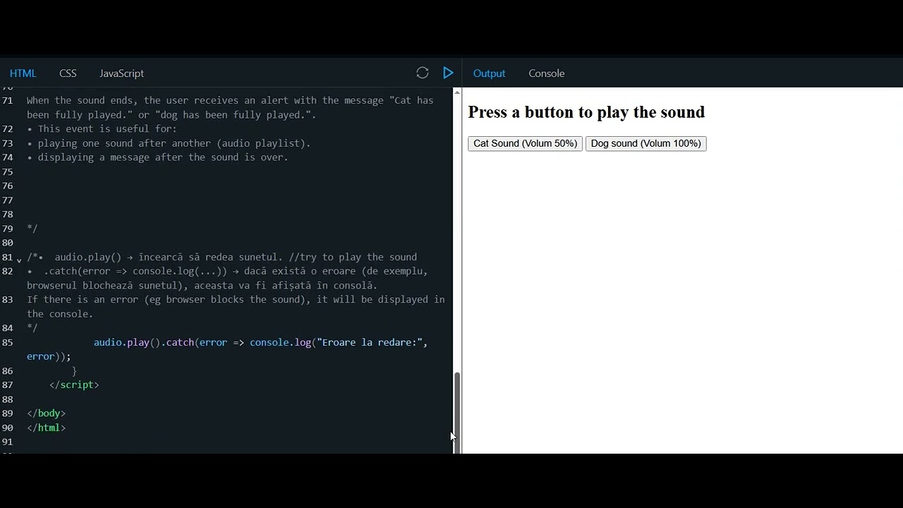 Example audio object in javaScript - YouTube