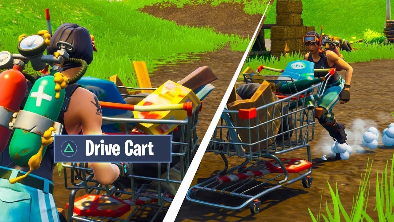 first fortnite shopping cart gameplay building ramps trying tricks and ...