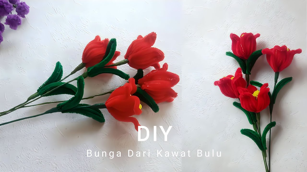 4 LANGKAH MEMBUAT BUNGA DARI KAWAT BULU YANG MUDAH | How to make simple ...